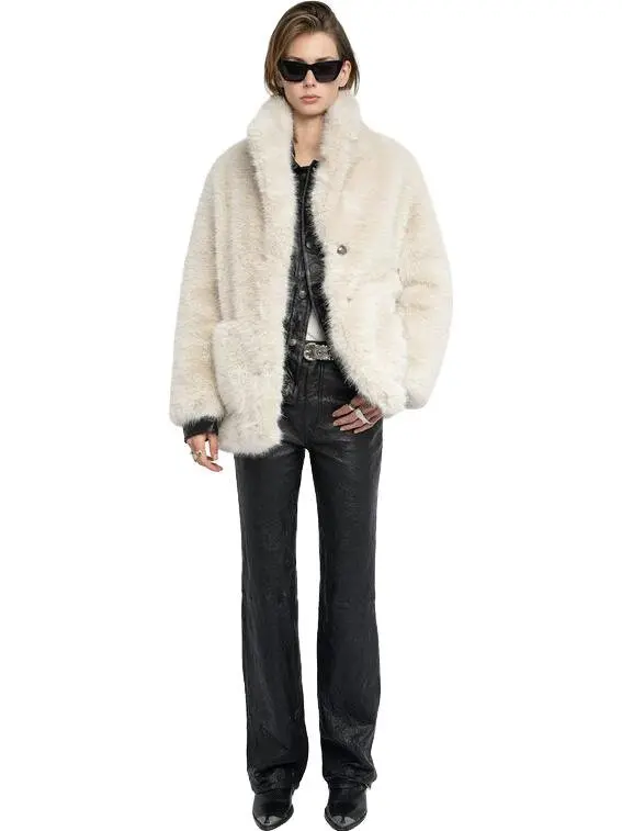 Zadig&Voltaire Fleur Faux Fur Coat - Neutral / White