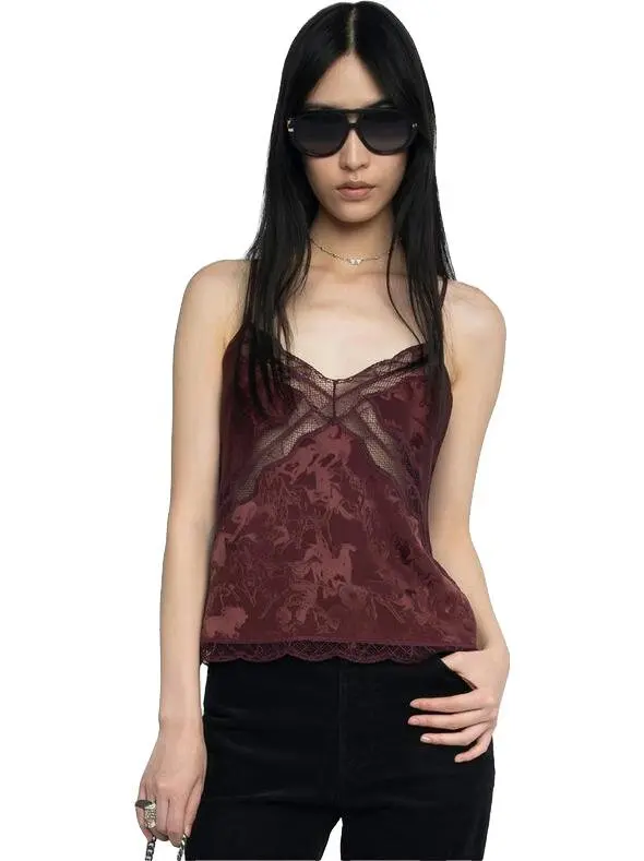 Zadig&Voltaire Cishi Silk Lace Camisole - Burgundy / Red