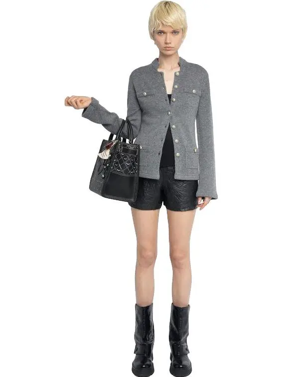 Zadig&Voltaire Lucy Button-up Wool-cashmere Cardigan Jacket - Black / Silver