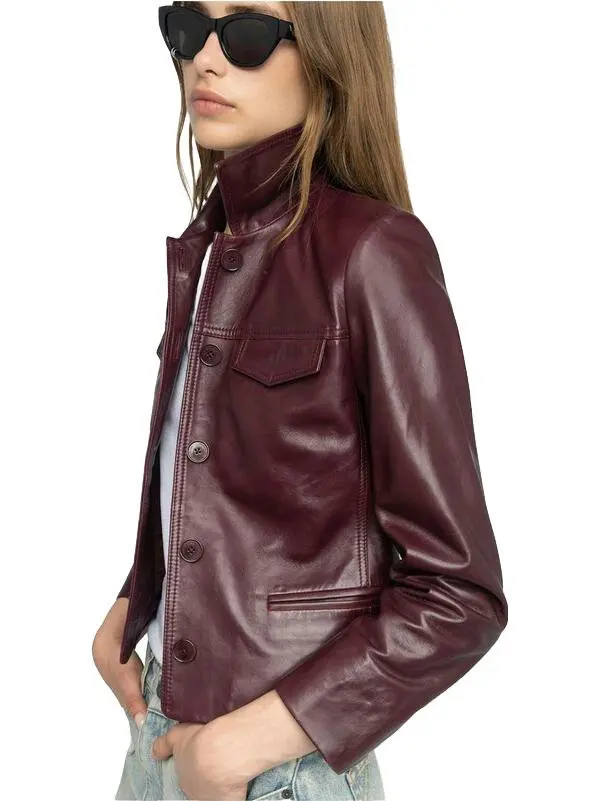Zadig&Voltaire Liam Leather Jacket - Burgundy / Red