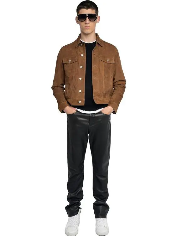 Zadig&Voltaire Bases Suede Leather Jacket - Brown