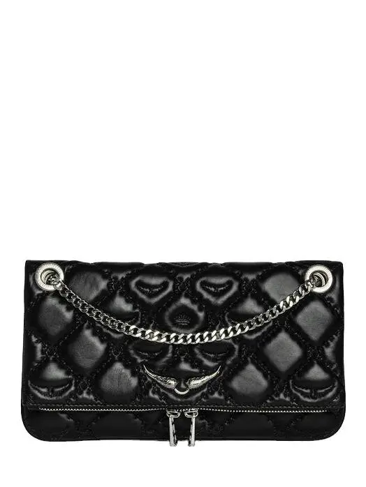 Zadig&Voltaire Rock Ii Quilted Monogram Clutch - Black
