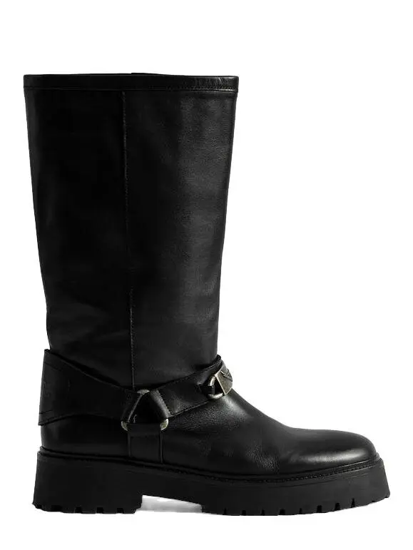 Zadig&Voltaire Angie Leather Biker Boots - Black
