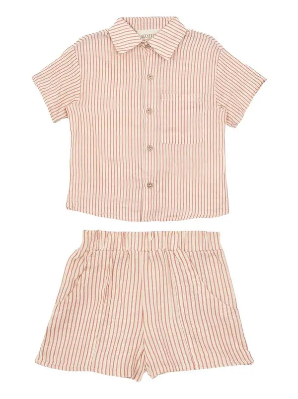 BECKETT AND BEAR Striped Two-piece Shorts Set - Red