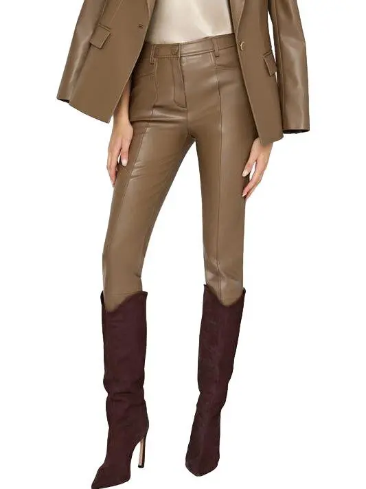 MILLY Rue Faux Leather Pants - Mocha