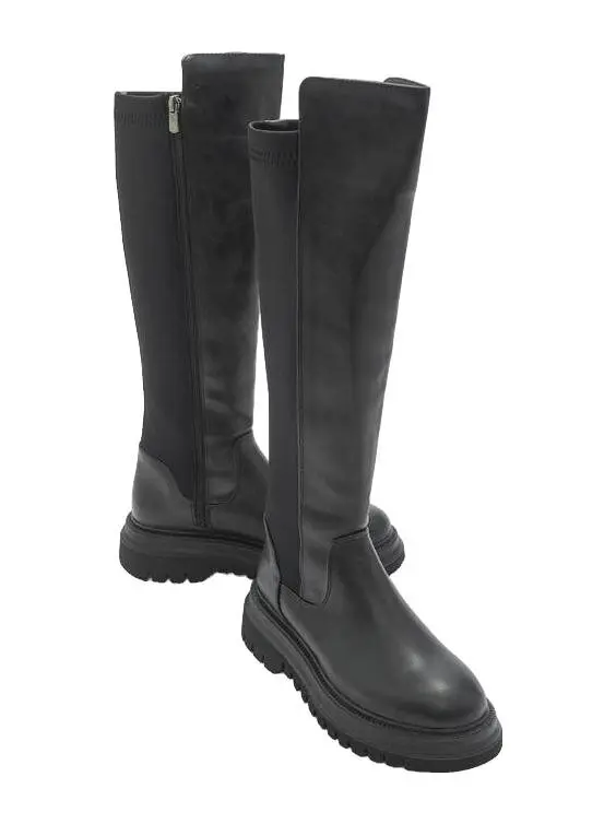 PROLOGUE SHOES Shadow Knee High Boots - Black Faux Leather