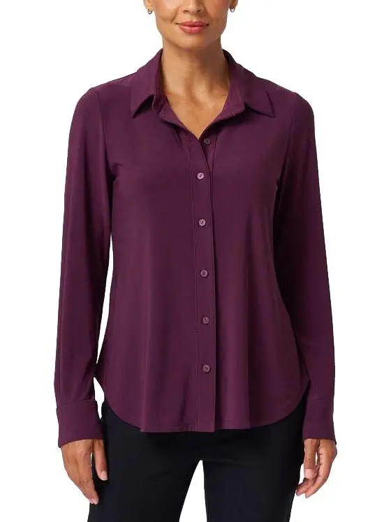 FRANNE GOLDE Katherine Stretch Button-up Shirt - Aubergine