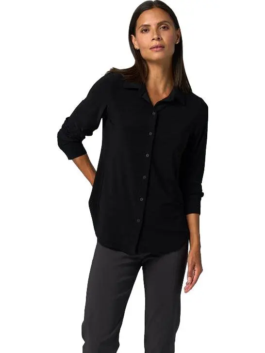 FRANNE GOLDE Katherine Stretch Button-up Shirt - Black