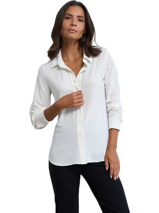 FRANNE GOLDE Katherine Stretch Button-up Shirt - Ivory