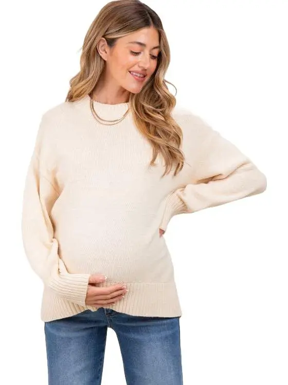 PINKBLUSH Drop Shoulder Oversized Sweater - Cream