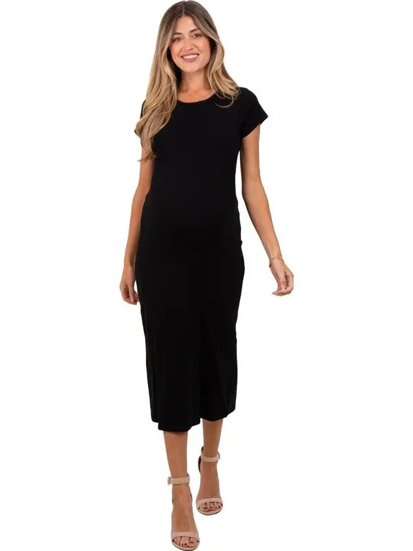 PINKBLUSH Basic Crewneck Midi Dress - Black