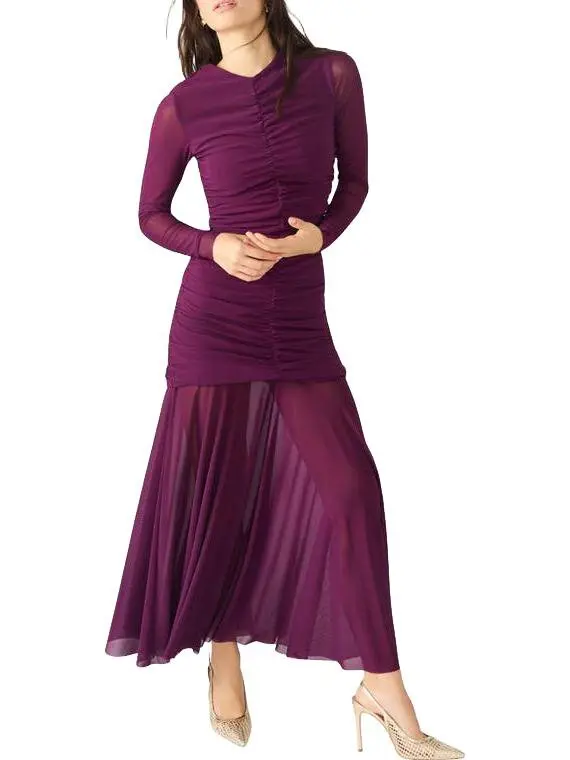 Steve Madden Kiara Ruched Long Sleeve Maxi Dress - Beet