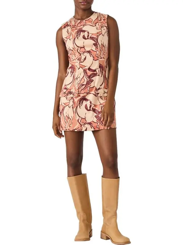 Steve Madden Averi Equestrian Print Mini Dress - Sorrel Horse