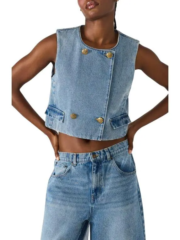 Steve Madden Brea Denim Vest - Forever Blue