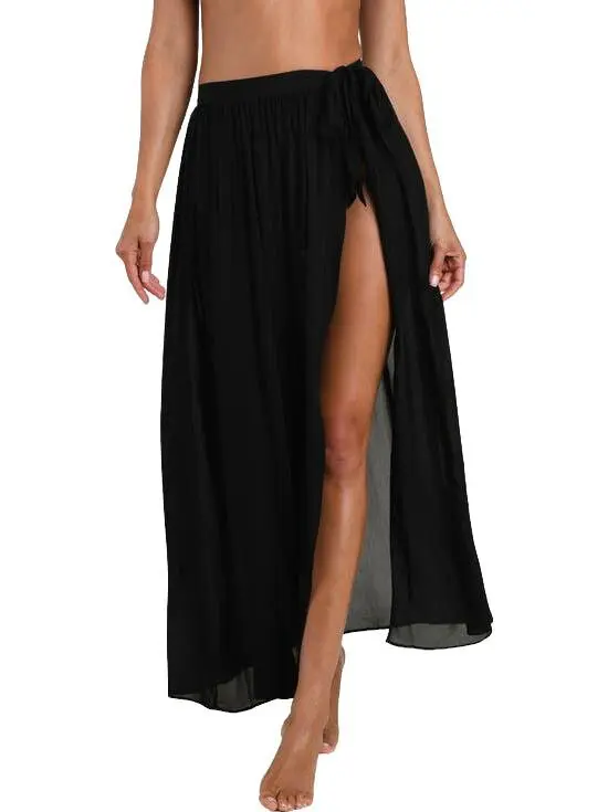 L'Agence Klaire Chiffon Cover-up Skirt - Black