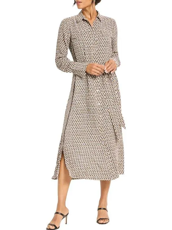 NIC+ZOE Printed Midi Shirt Dress - Neutral Multi