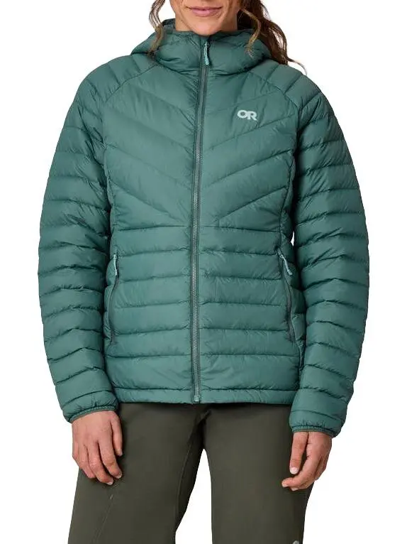 OUTDOOR RESEARCH Transcendent Water Resistant 800 Fill Power Hooded Down Jacket - Malachite