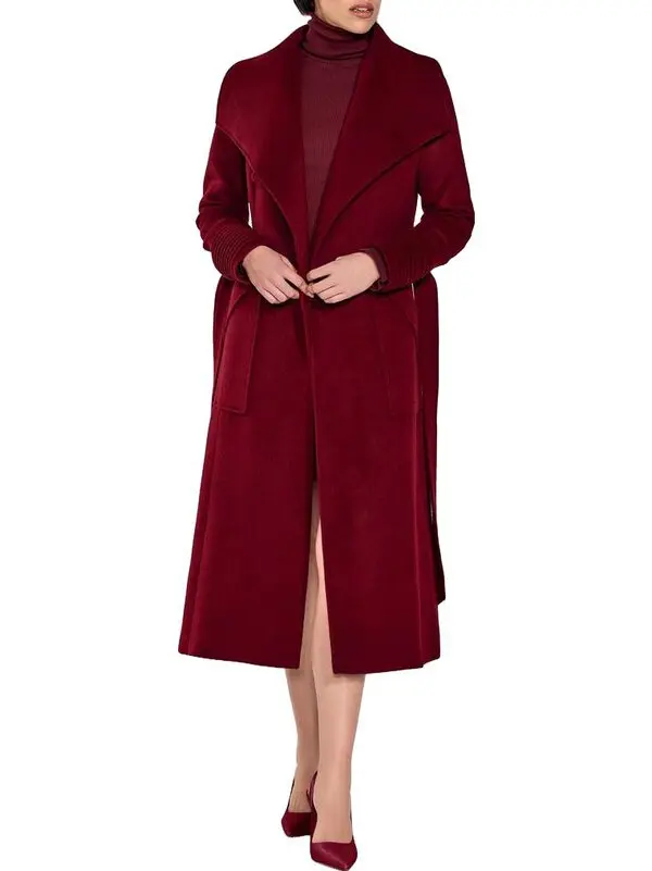 Sentaler Shawl Collar Alpaca & Wool Longline Coat - Garnet Red