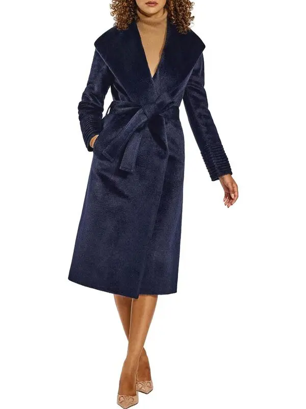 Sentaler Alpaca And Wool Longline Coat With Shawl Collar - Deep Navy