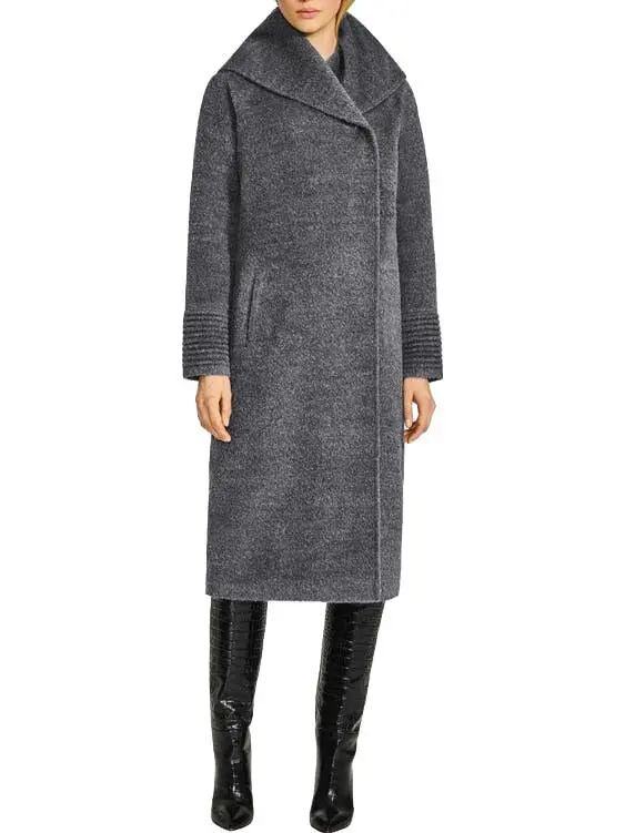 Sentaler Wool And Suri Alpaca Blend Hooded Coat - Grey Melange