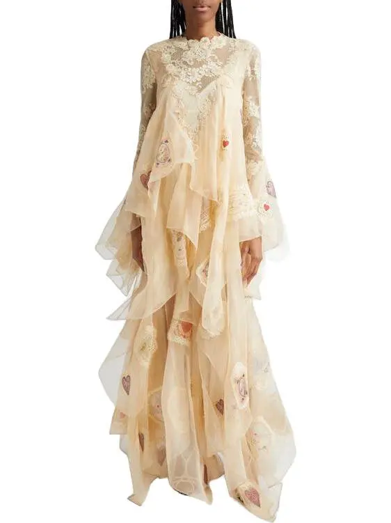 Zimmermann Hypnotic Cascading Lace Silk Gown - Cream