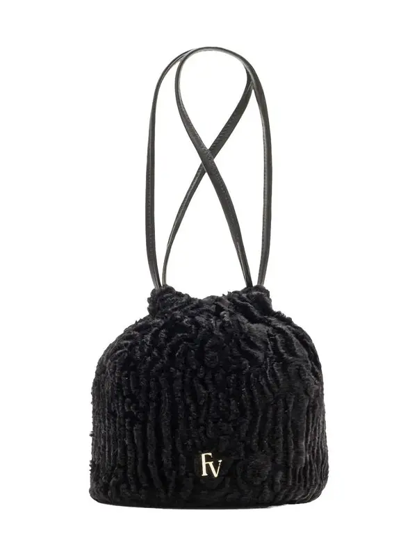 FRANCES VALENTINE Faux Fur Bucket Bag - Black