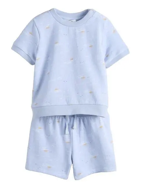 Nordstrom Cotton Sweatshirt & Sweat Shorts Set - Blue Xenon Sunset