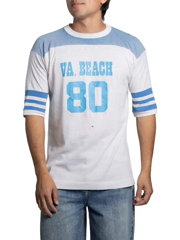 ELWOOD Vintage Virginia Beach Football Tee - Baby Blue/white