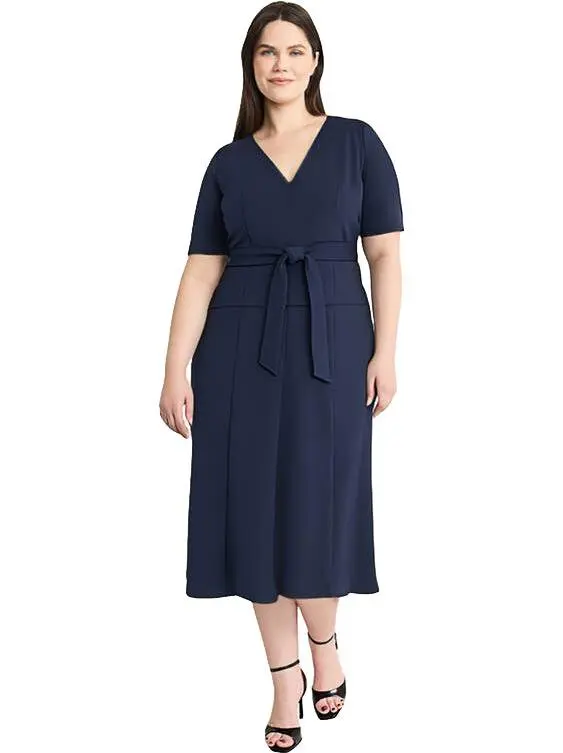 Maggy London Tie Waist Midi Dress - Navy Blazer