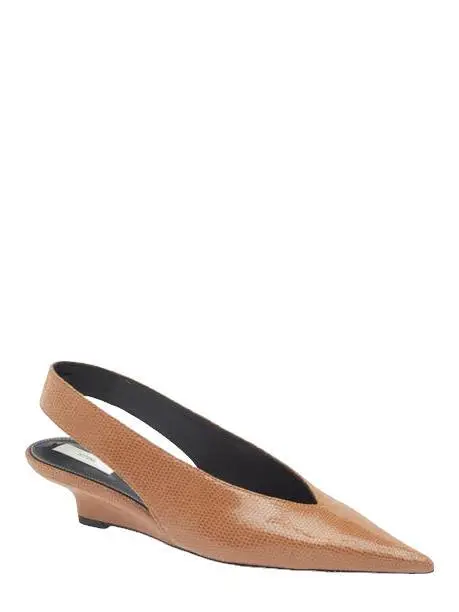 TOTÊME Snakeskin Embossed Wedge Slingback Pumps - Tan