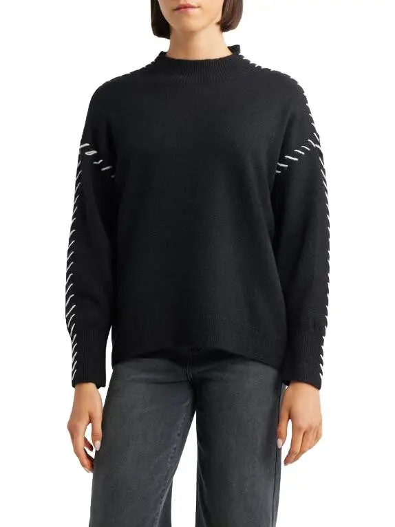 CITY BLUES Lutetia Relaxed Whipstitch Sweater - Black