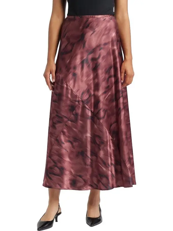 CITY BLUES Savoy Printed Bias Cut Maxi Skirt - Merlot Multi