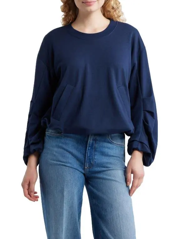 CITY BLUES Pleated Sweatshirt - Navy