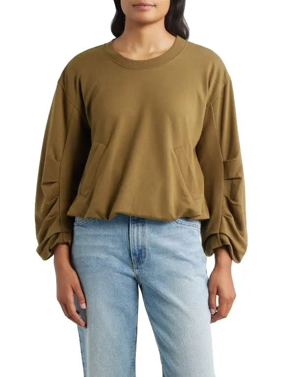 CITY BLUES Pleated Sweatshirt - Olive