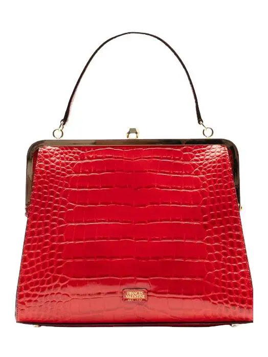 FRANCES VALENTINE Jackie Croc-embossed Leather Frame Bag - Red