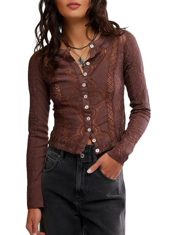 Free People Jae Button-up Top - Chicory Coffee