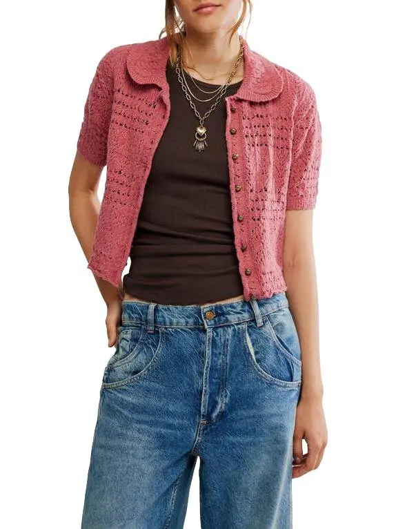 Free People Daylight Collared Cardigan - Faded Rose
