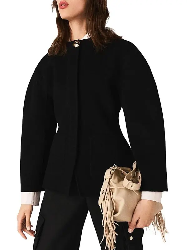 Maje Double Faced Coat - Black
