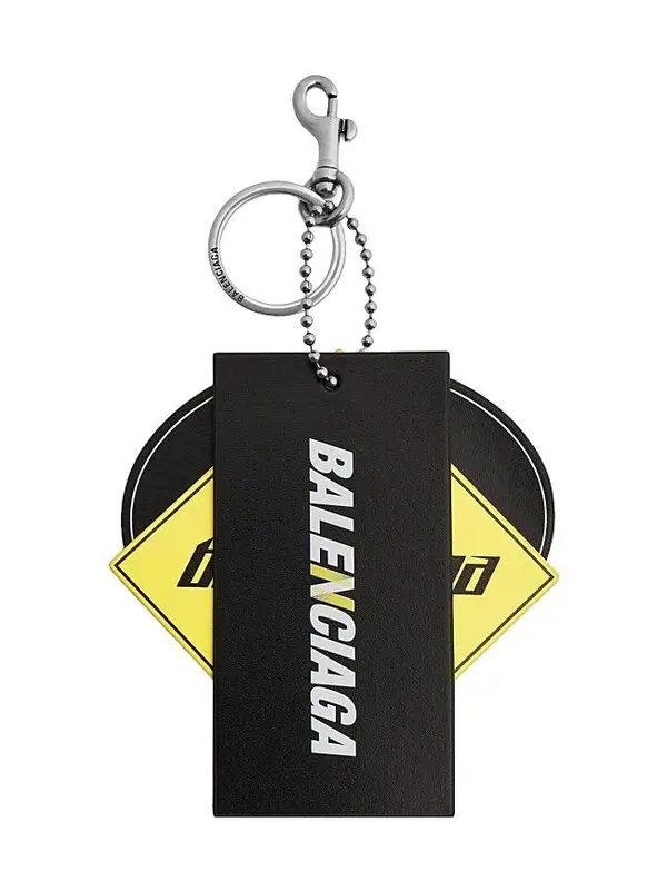 Balenciaga Keychain 3 Tags Charm - Black/yellow/red