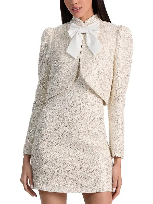 Alice + Olivia Ilaria Embellished Cropped Jacket - Off White