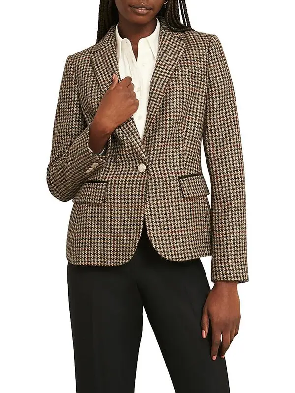 HOBBS LONDON Adeline Houndstooth Jacket - Brown Multi