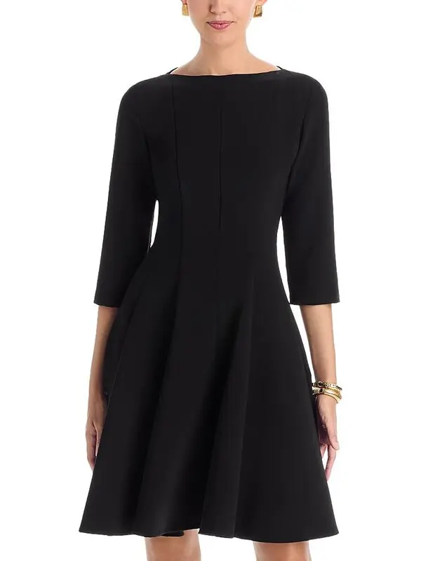 Caroline Rose Boat Neck Dress - Black