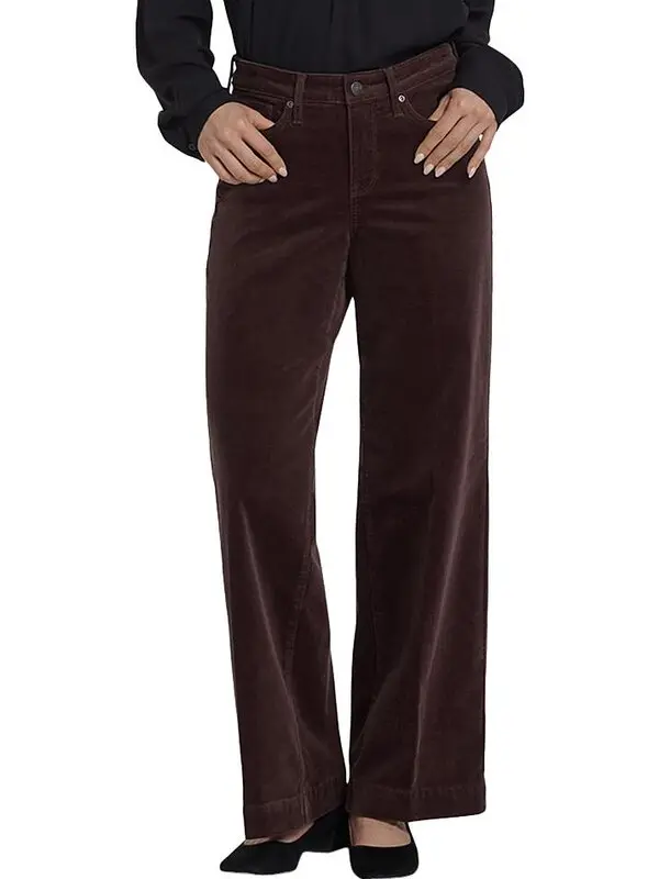 NYDJ Teresa Wide Leg Corduroy Pants - Bitter Chocolate