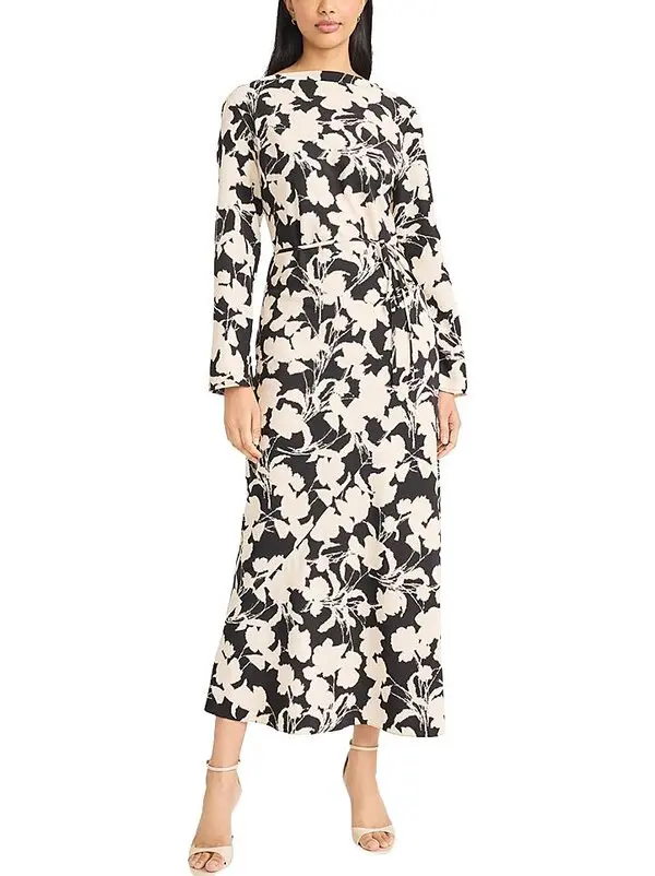 Maggy London Printed Maxi Dress - Black/ Cream