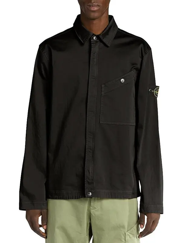 Stone Island Zip Front Shirt Jacket - Black