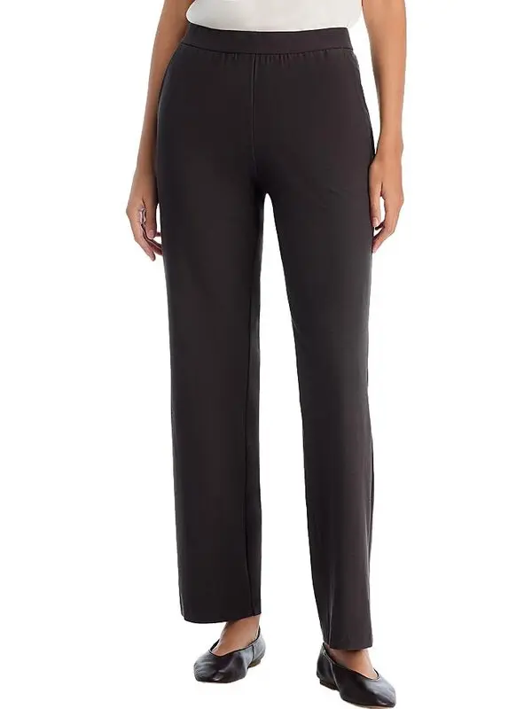 Eileen Fisher Straight Leg Linen Pants - Espresso