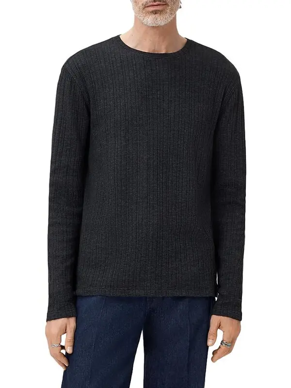 John Varvatos Fern Feeder Rib Long Sleeve Tee - Black