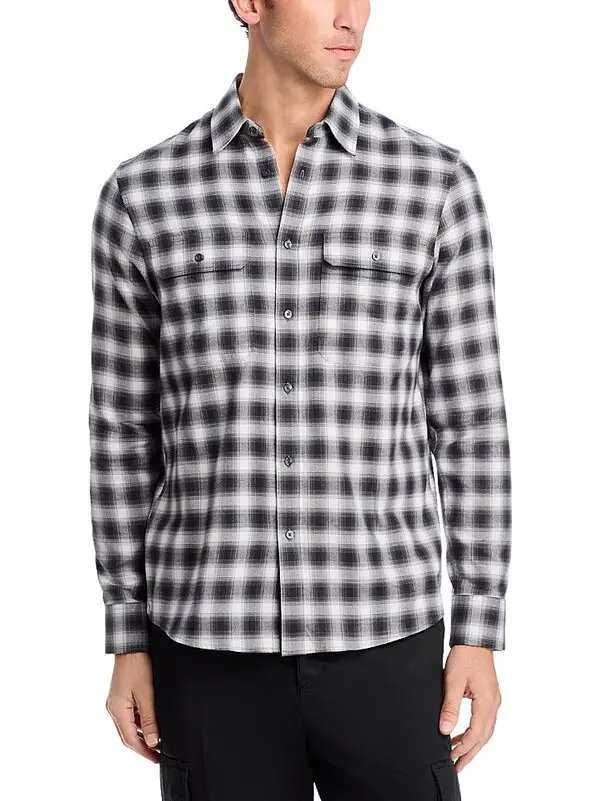 Michael Kors Plaid Classic Fit Button Down Shirt - Charcoal