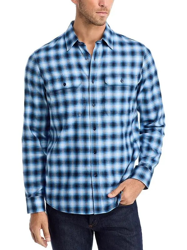 Michael Kors Plaid Classic Fit Button Down Shirt - Midnight