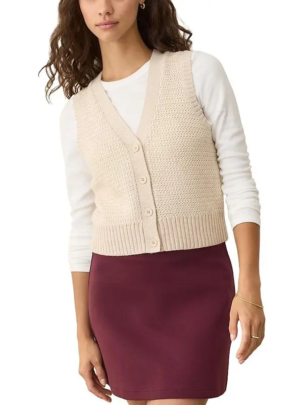 Marine Layer Robin Textured Sweater Vest - Seashell
